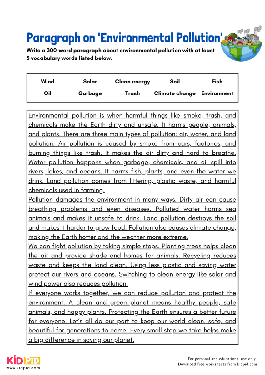 Paragraph on 'Environmental Pollution' - Kidpid