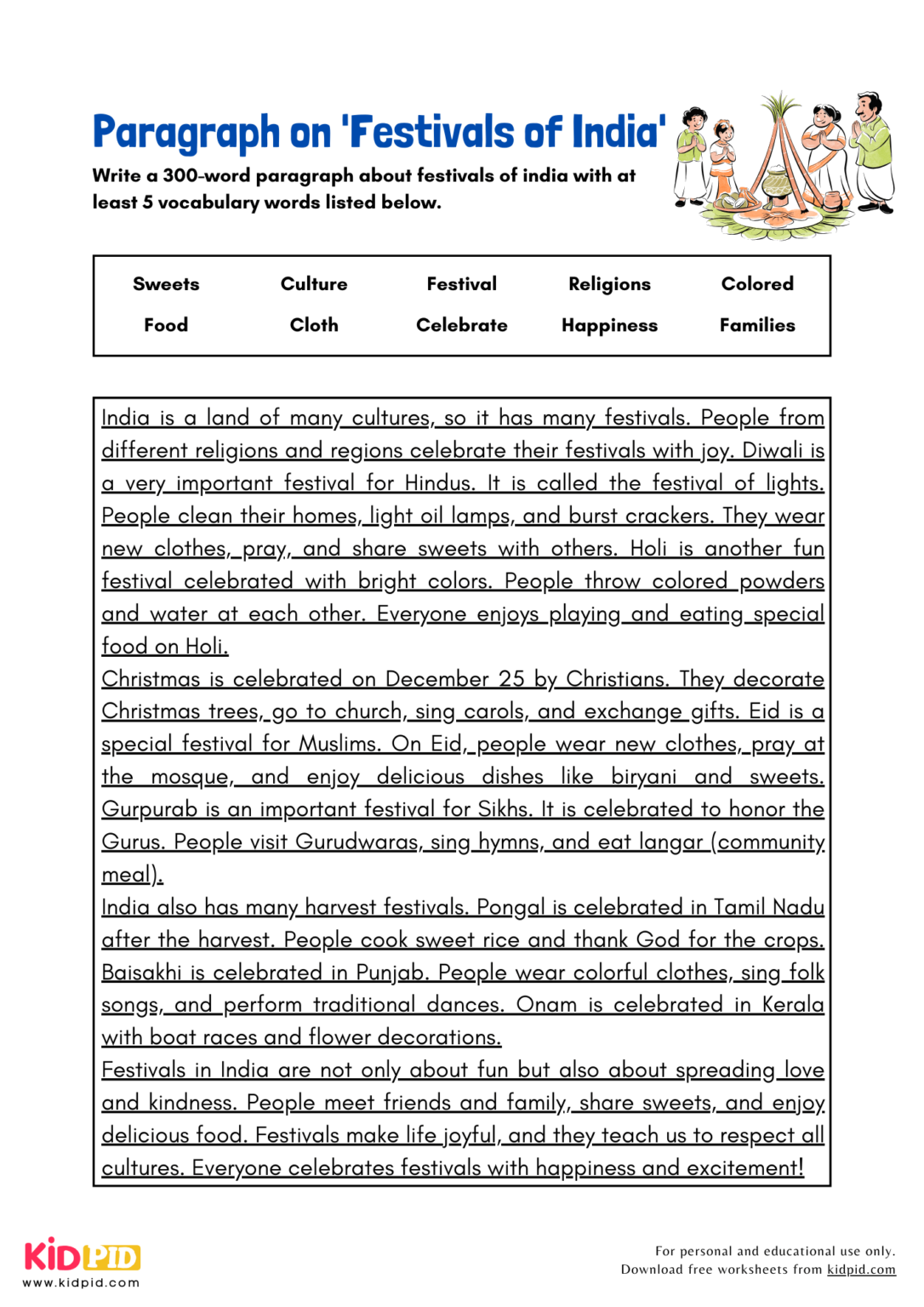 Paragraph on 'Festivals of India' - Kidpid