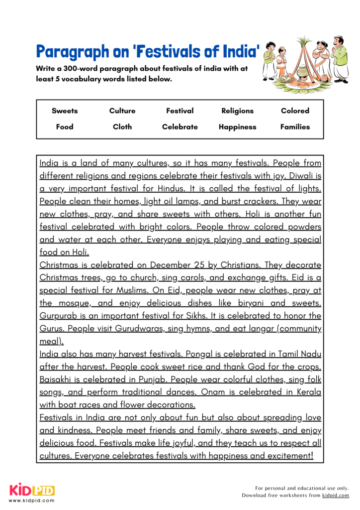 Paragraph on 'Festivals of India' - Kidpid