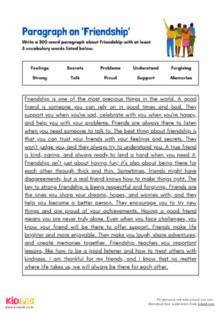 Paragraph on 'Friendship' - Kidpid
