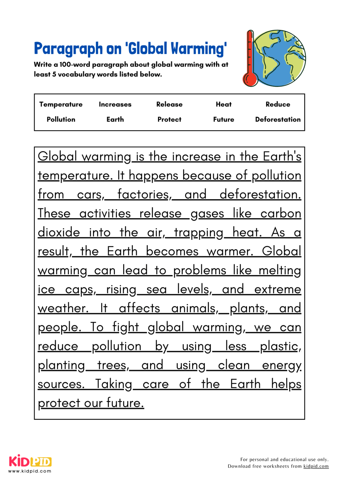 Paragraph on 'Global Warming' - Kidpid