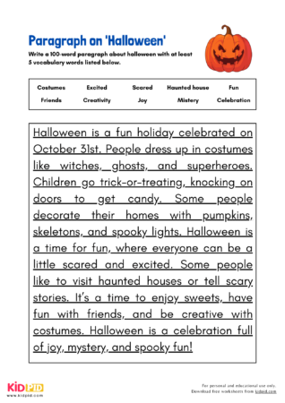 Paragraph on 'Halloween' - Kidpid