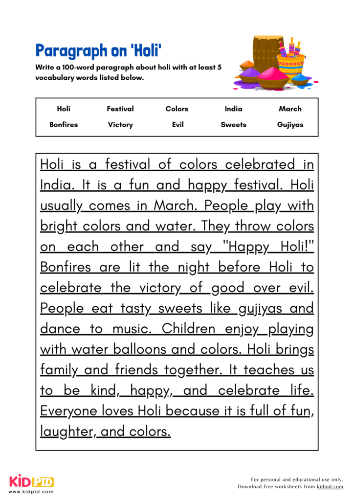 Paragraph On 'Holi' - Kidpid