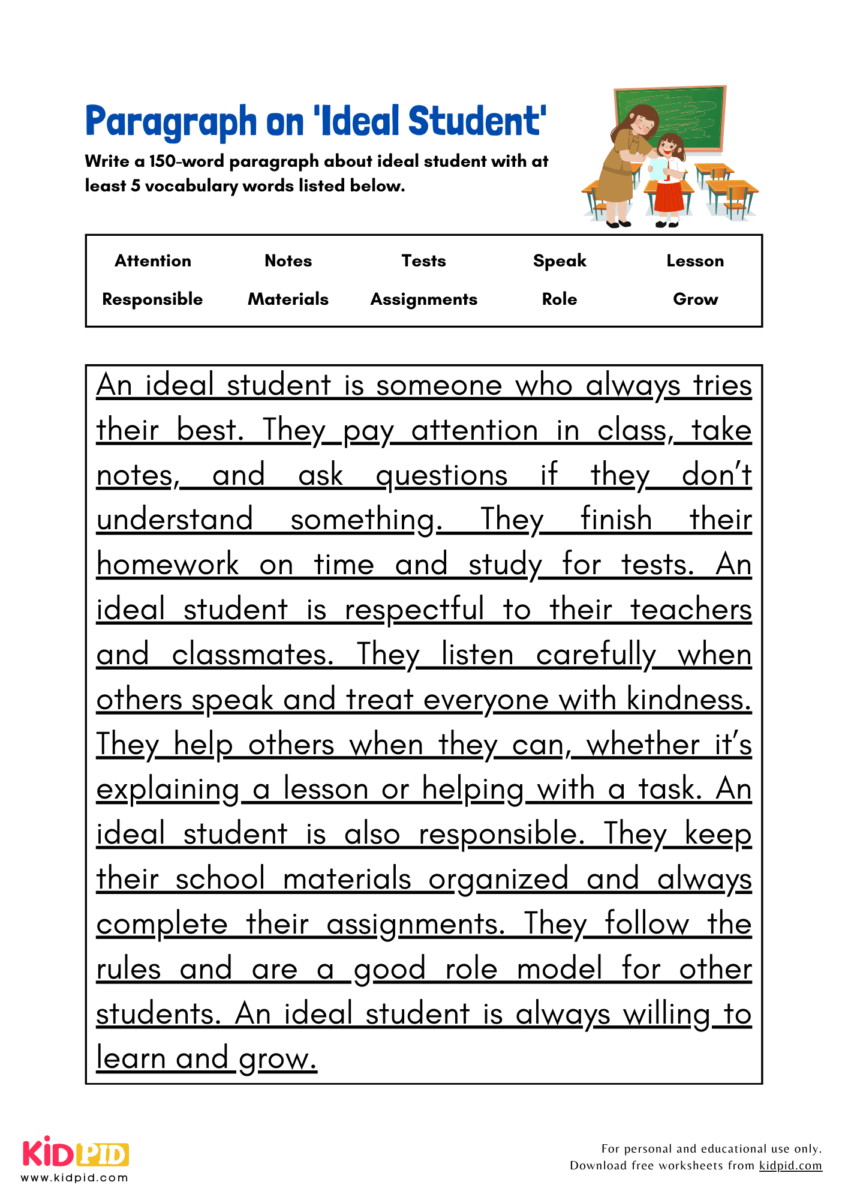 Paragraph on 'Ideal student' - Kidpid