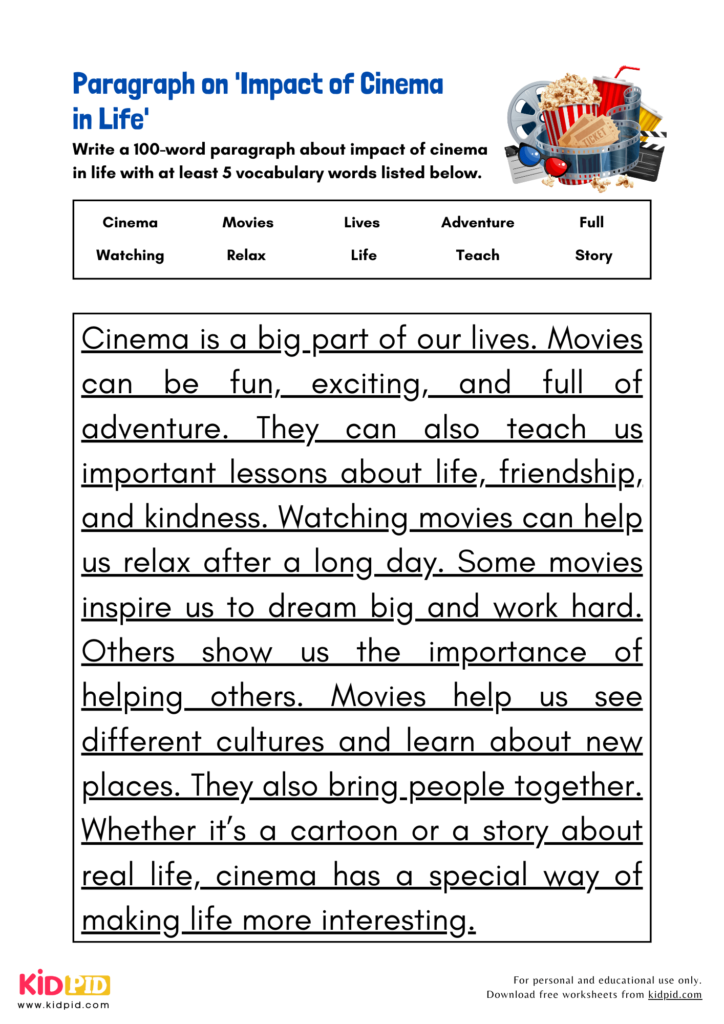 Paragraph on 'Impact of Cinema in Life' - Kidpid