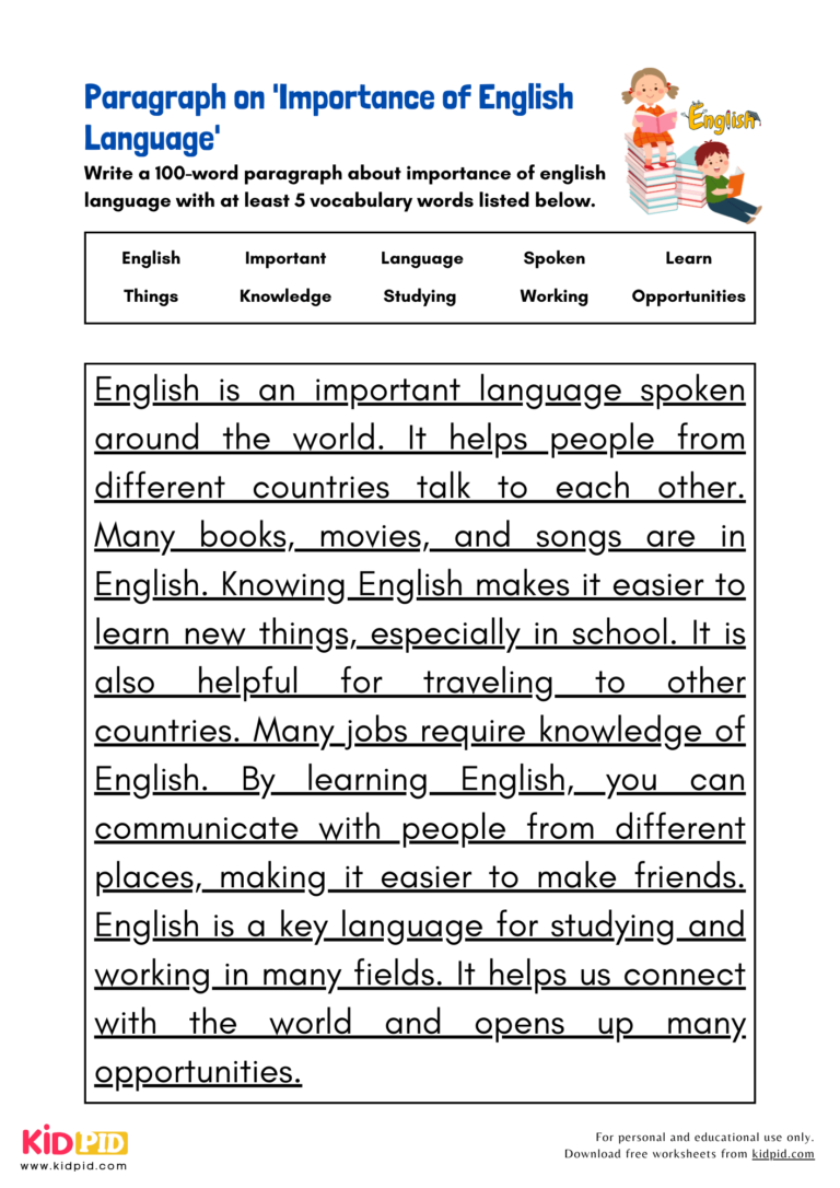 Paragraph on 'Importance of English Language' - Kidpid