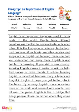 Paragraph on 'Importance of English Language' - Kidpid
