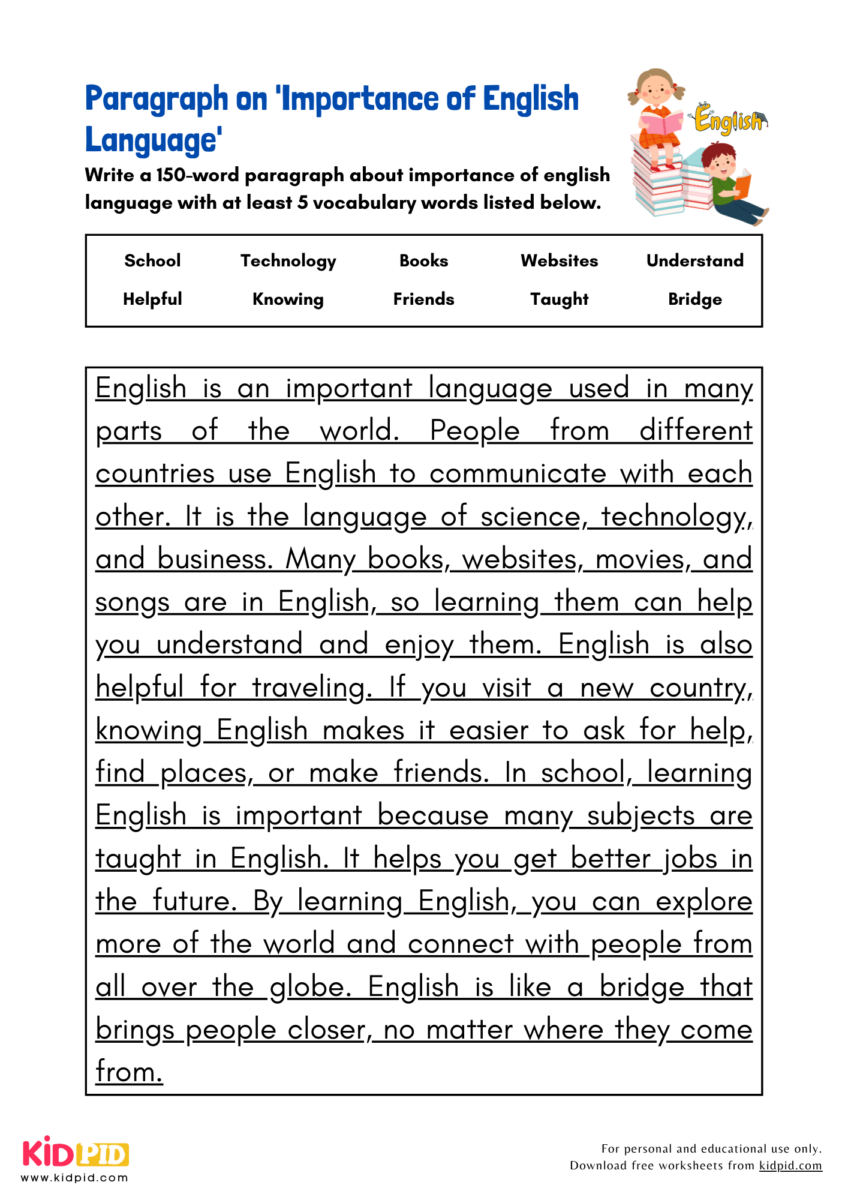 Paragraph on 'Importance of English Language' - Kidpid