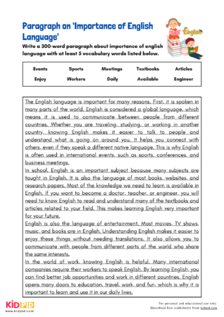 Paragraph on 'Importance of English Language' - Kidpid
