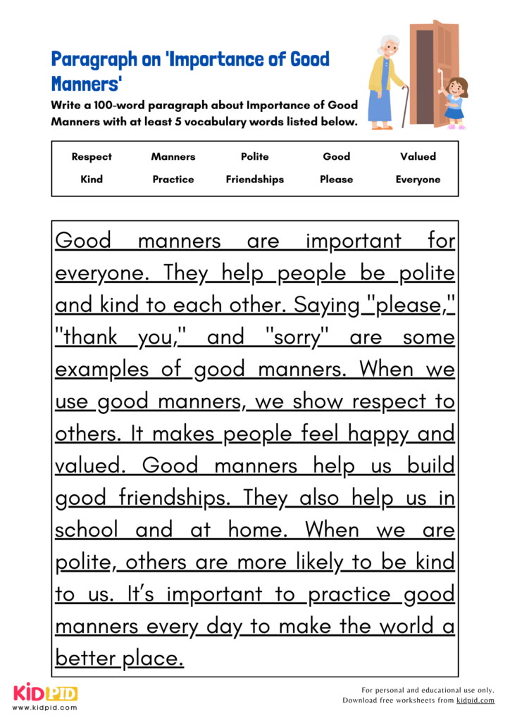 Paragraph on 'Importance of Good Manners' - Kidpid