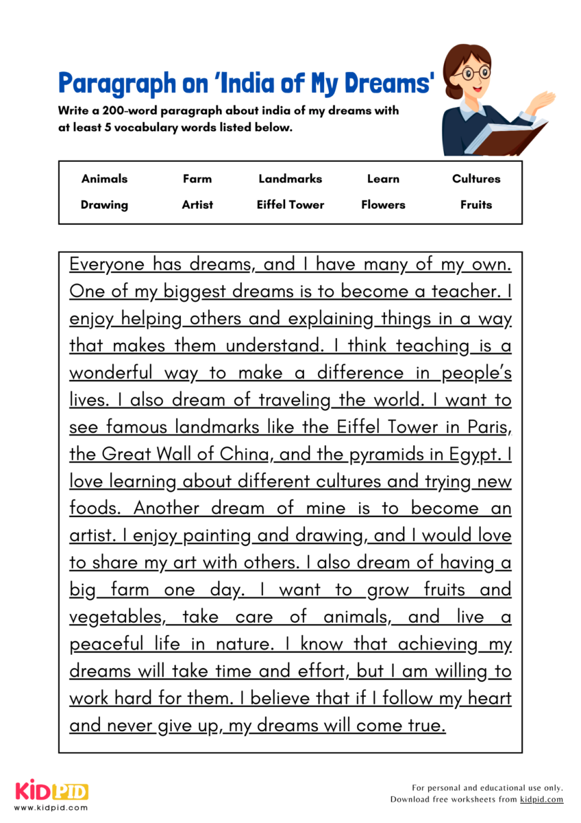 Paragraph on 'India of My Dreams' - Kidpid