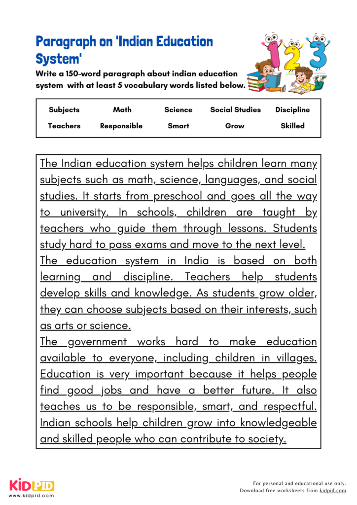 Paragraph on 'Indian Education System' - Kidpid