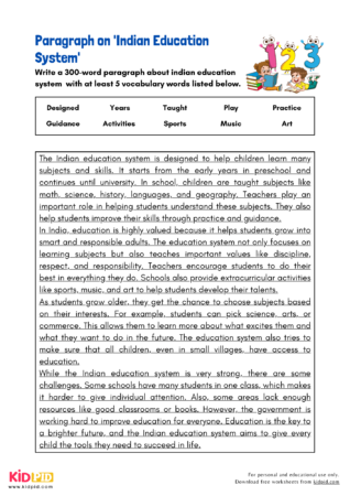 Paragraph on 'Indian Education System' - Kidpid