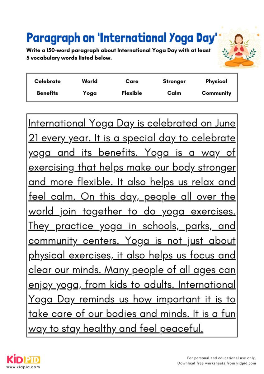 Paragraph on 'International Yoga Day' - Kidpid