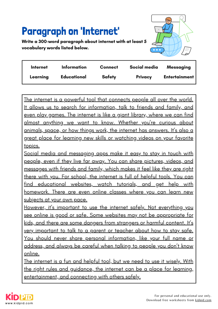 Paragraph on 'Internet' - Kidpid