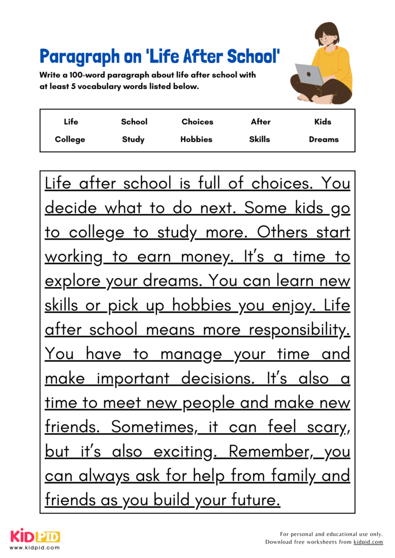 Paragraph on 'Life after School' - Kidpid