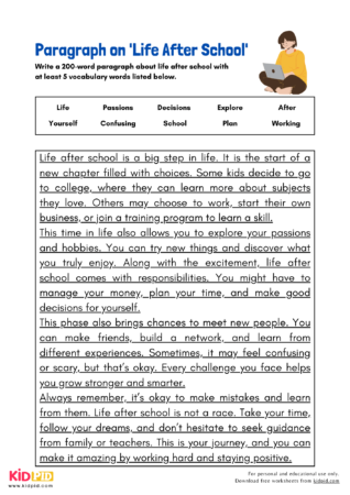 Paragraph on 'Life after School' - Kidpid