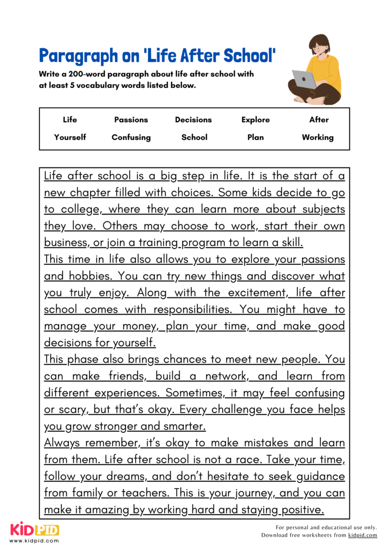 Paragraph on 'Life after School' - Kidpid