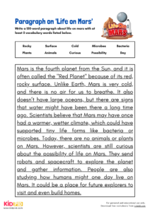 Paragraph on 'Life on Mars' - Kidpid