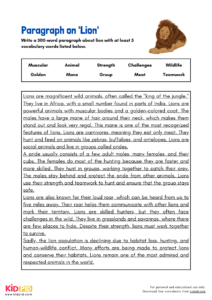 Paragraph on 'Lion' - Kidpid
