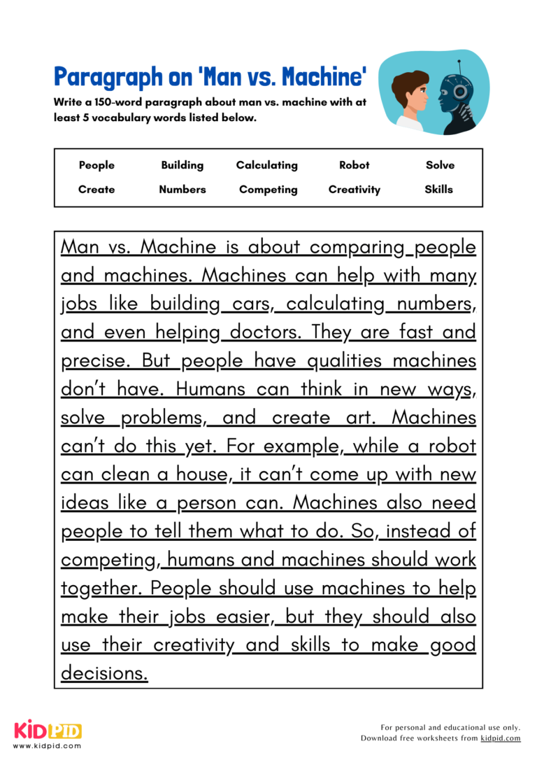 Paragraph on 'Man vs. Machine' - Kidpid