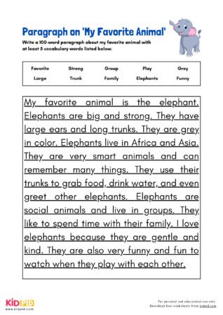 Paragraph on 'My Favorite Animal' - Kidpid