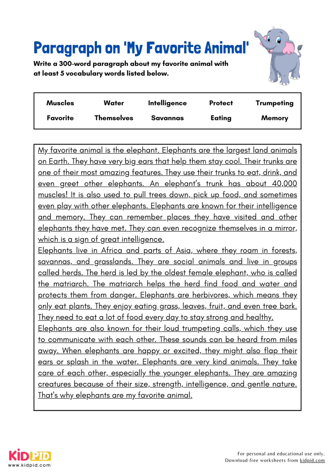 Paragraph on 'My Favorite Animal' - Kidpid