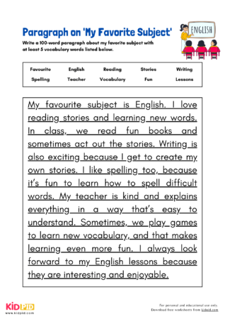 Paragraph on 'My Favourite Subject' - Kidpid