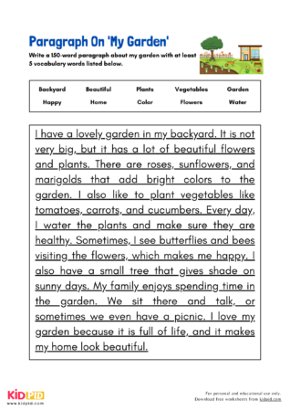 Paragraph on 'My Garden' - Kidpid