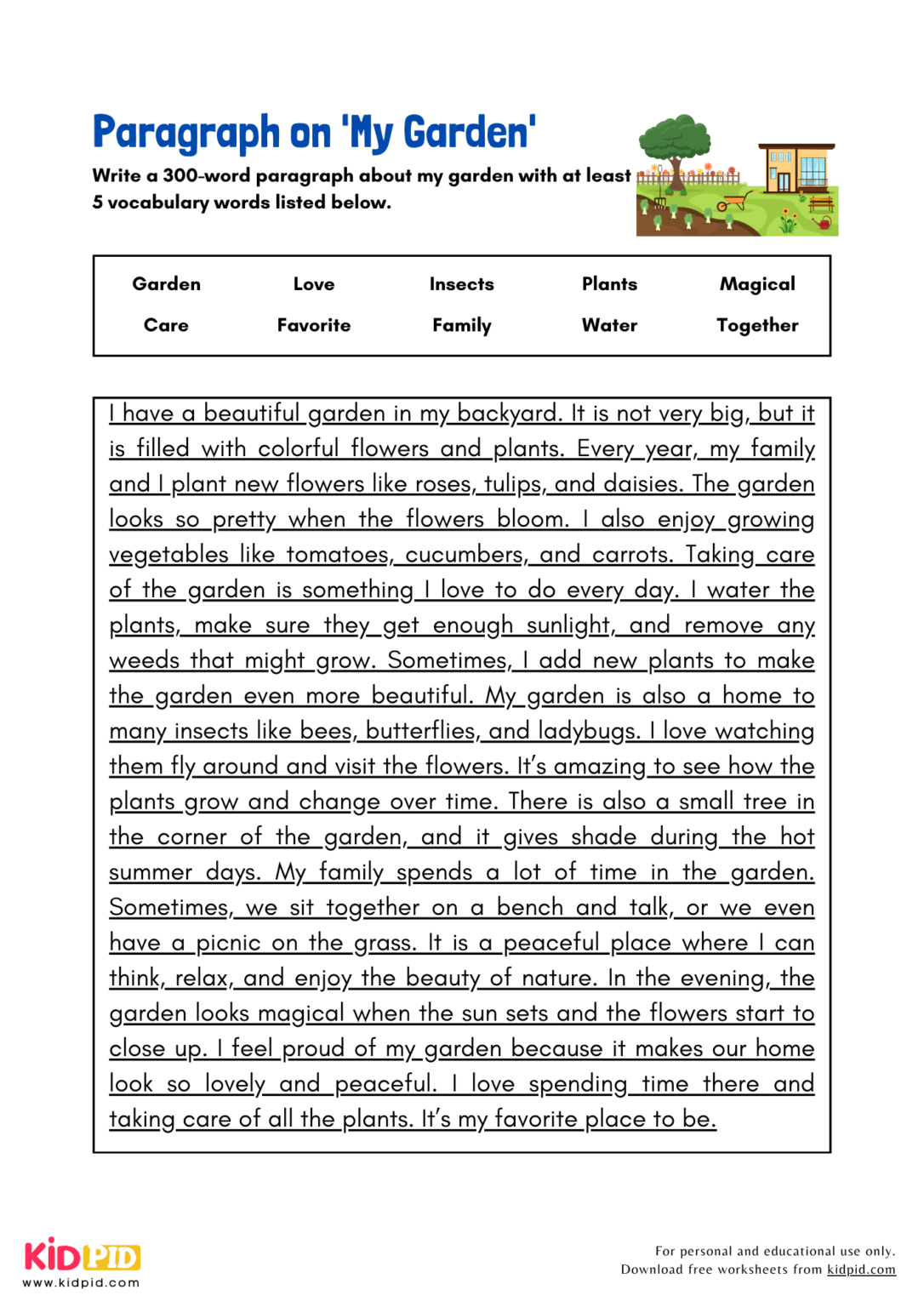 Paragraph on 'My Garden' - Kidpid