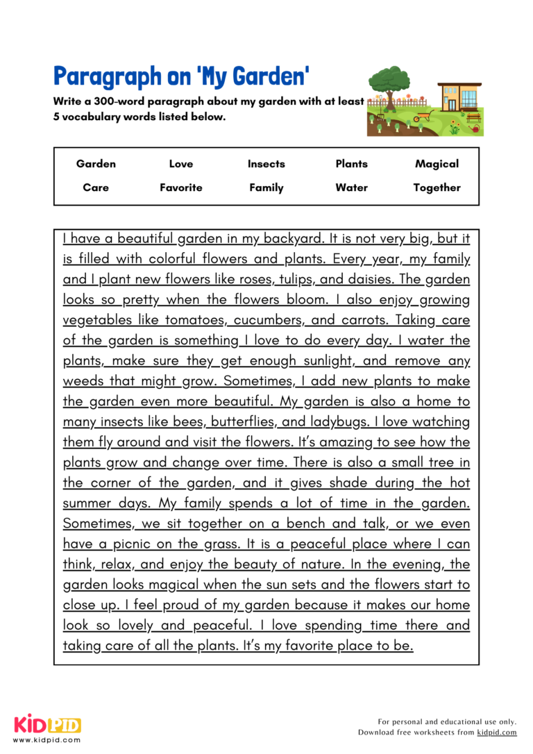 Paragraph on 'My Garden' - Kidpid