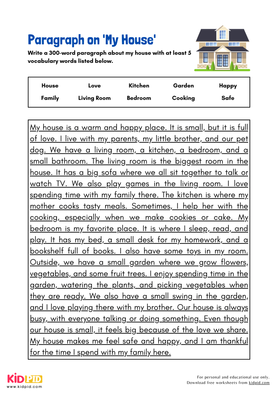 Paragraph on 'My House' - Kidpid