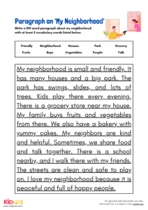 Paragraph on 'My Neighborhood' - Kidpid