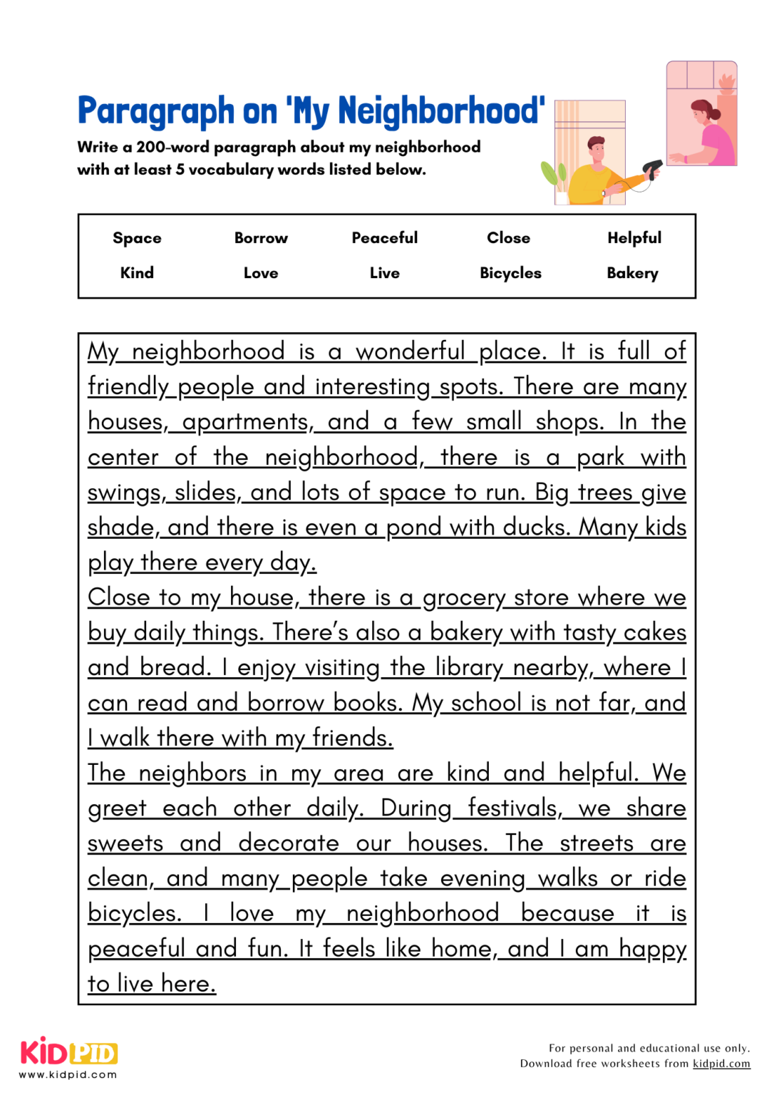Paragraph on 'My Neighborhood' - Kidpid