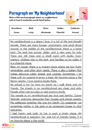 Paragraph on 'My Neighborhood' - Kidpid