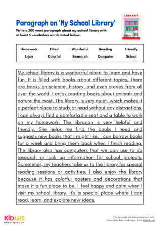 Paragraph on 'My School Library' - Kidpid