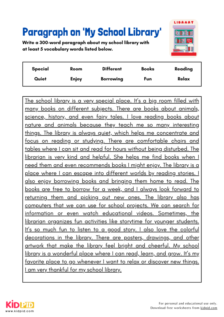 Paragraph on 'My School Library' - Kidpid