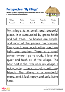 Paragraph on 'My Village' - Kidpid