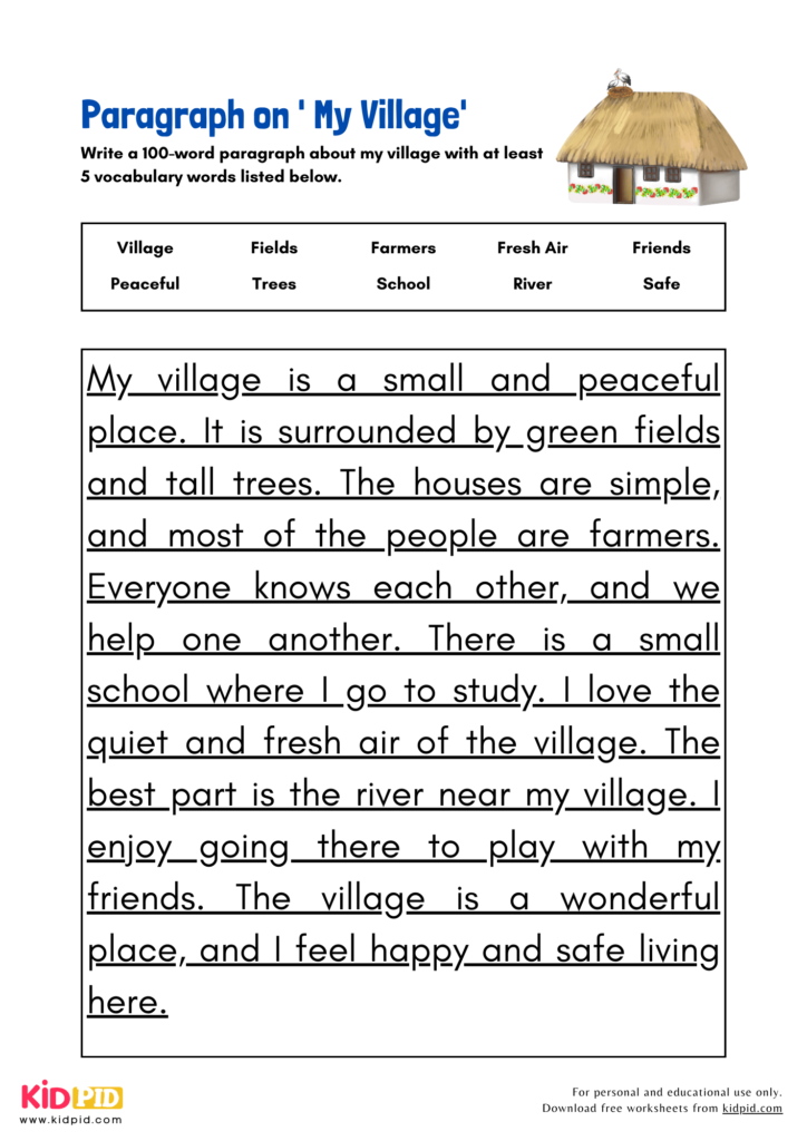 Paragraph on 'My Village' - Kidpid