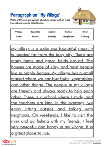 Paragraph on 'My Village' - Kidpid