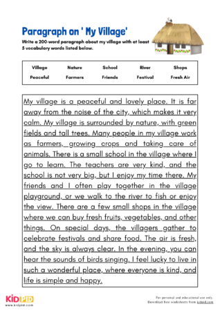 Paragraph on 'My Village' - Kidpid