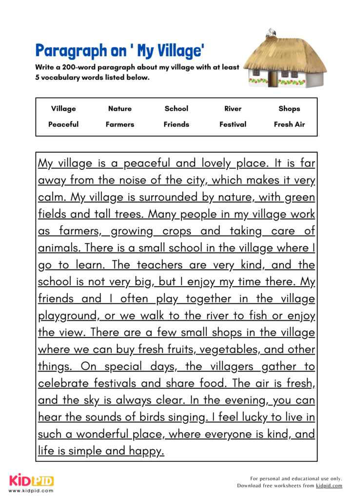 Paragraph on 'My Village' - Kidpid