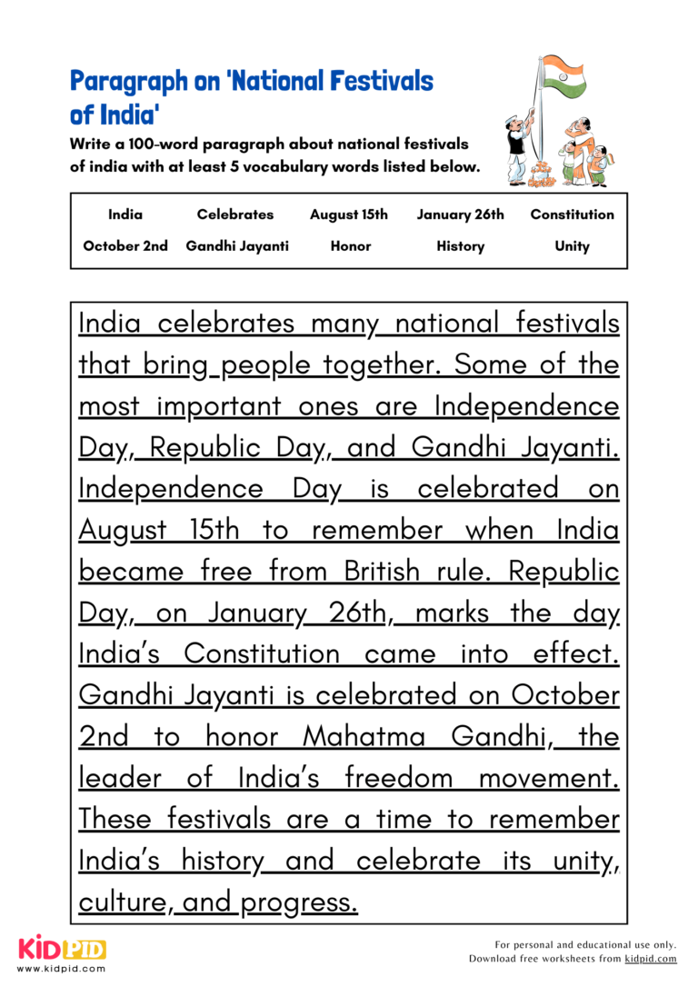 Paragraph on 'National Festivals of India' - Kidpid