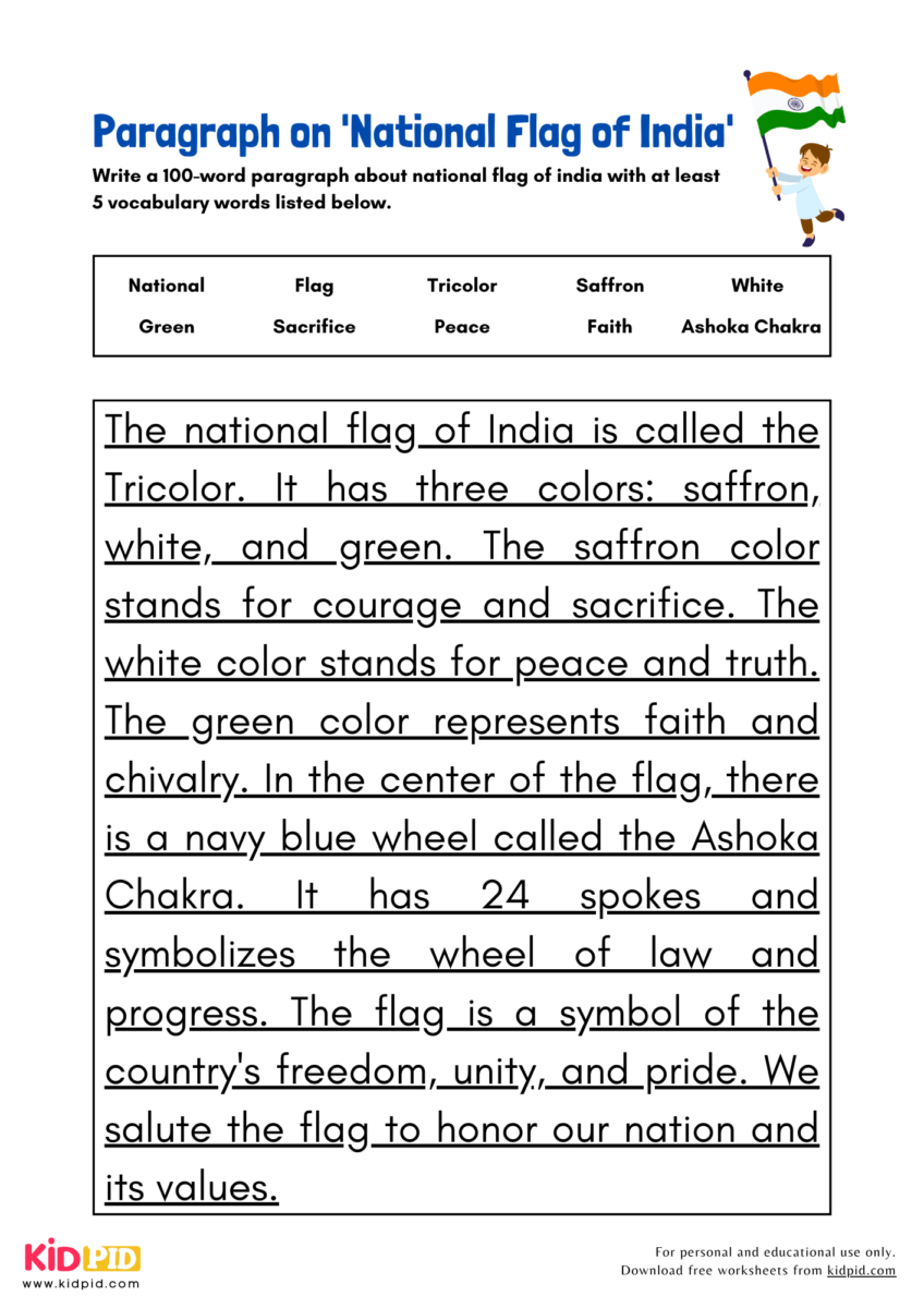 Paragraph on 'National Flag of India' - Kidpid