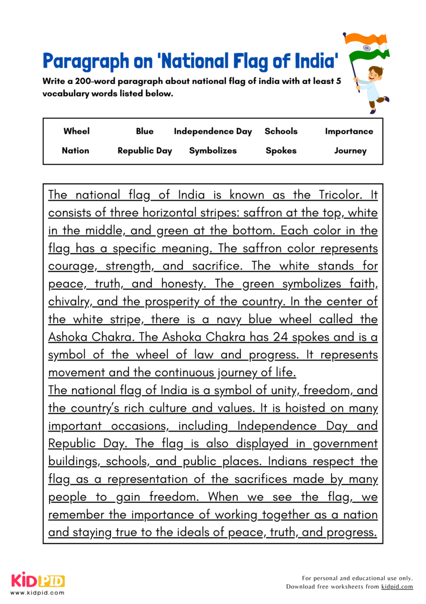 Paragraph on 'National Flag of India' - Kidpid