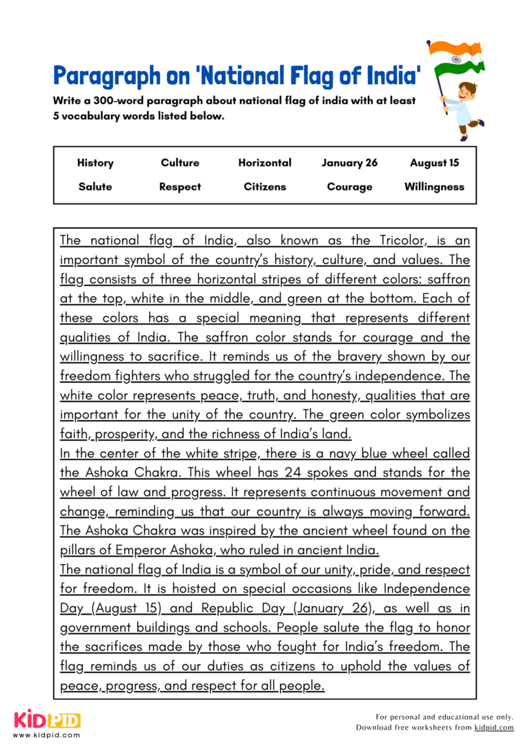 Paragraph on 'National Flag of India' - Kidpid