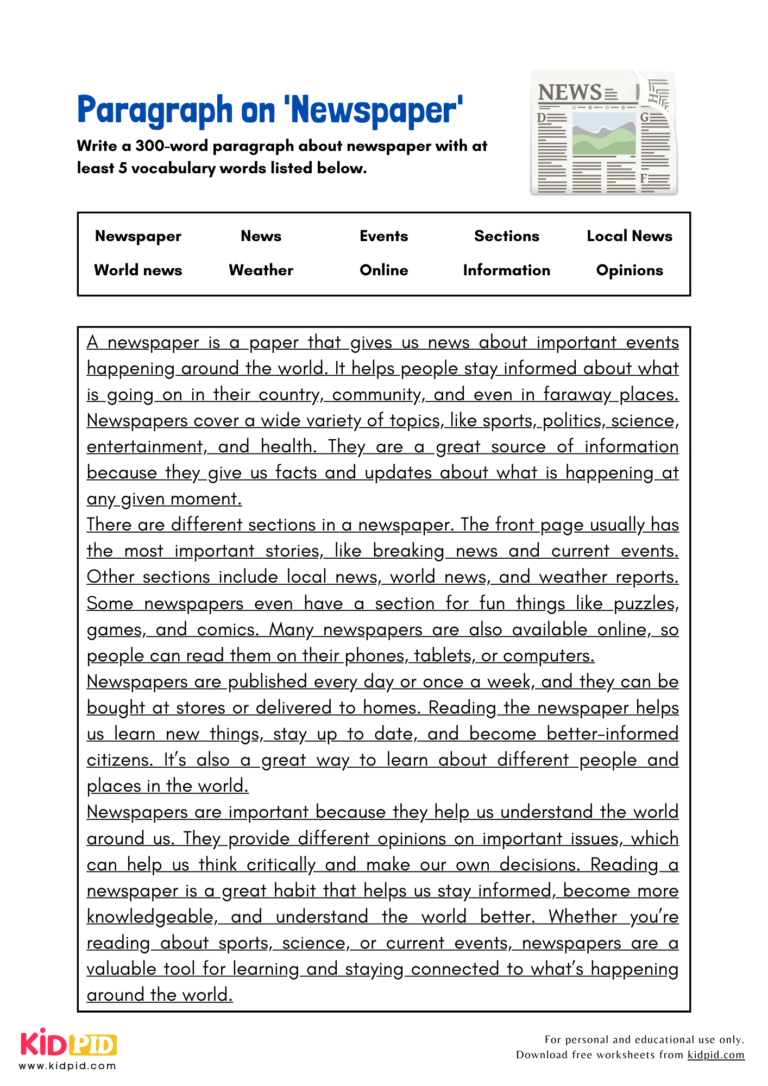 Paragraph On 'Newspaper' - Kidpid