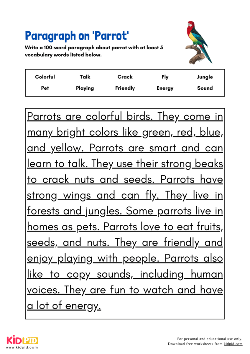 Paragraph on 'Parrot' - Kidpid