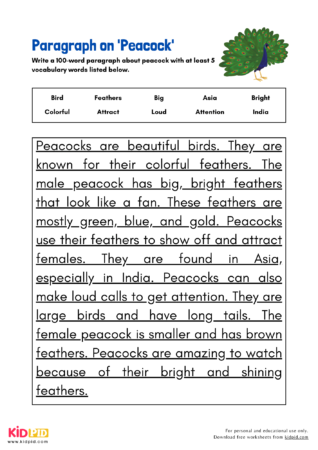 Paragraph on 'Peacock' - Kidpid