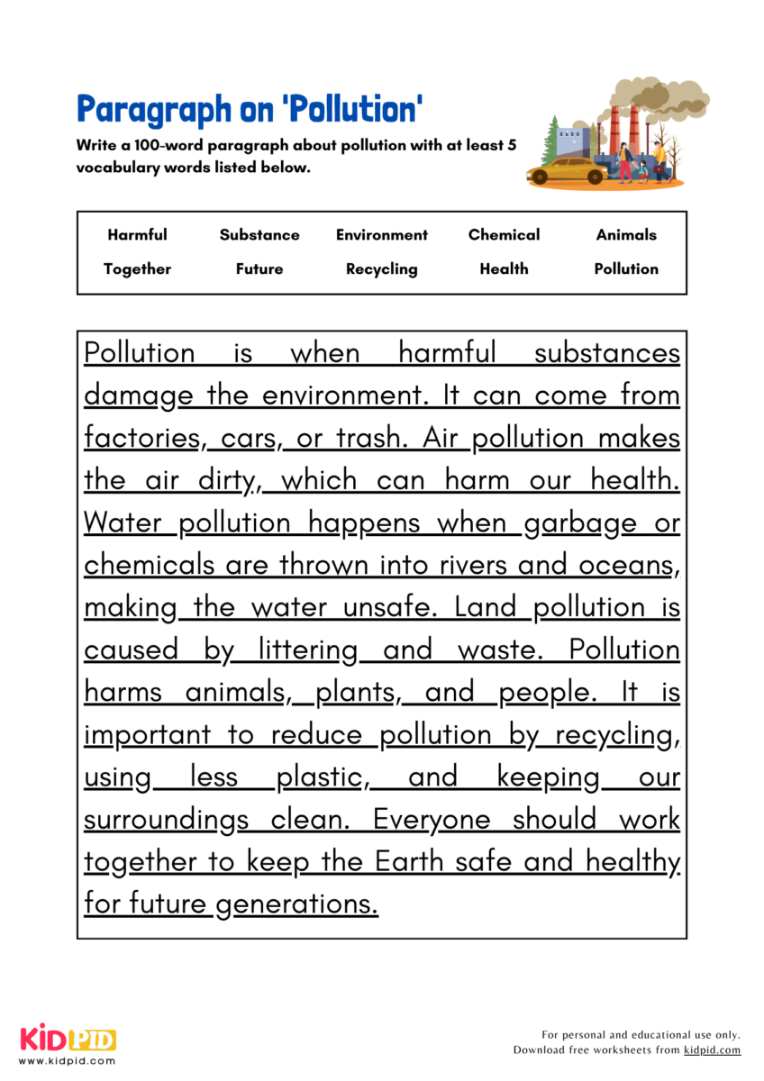 Paragraph on 'Pollution' - Kidpid